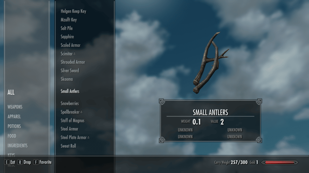Small Antlers (Skyrim): ID, Spawn Commands, Value & Weight - TBM ...