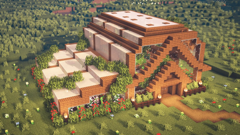 Glass and Oak Wood Minecraft Green House - TBM | TheBestMods