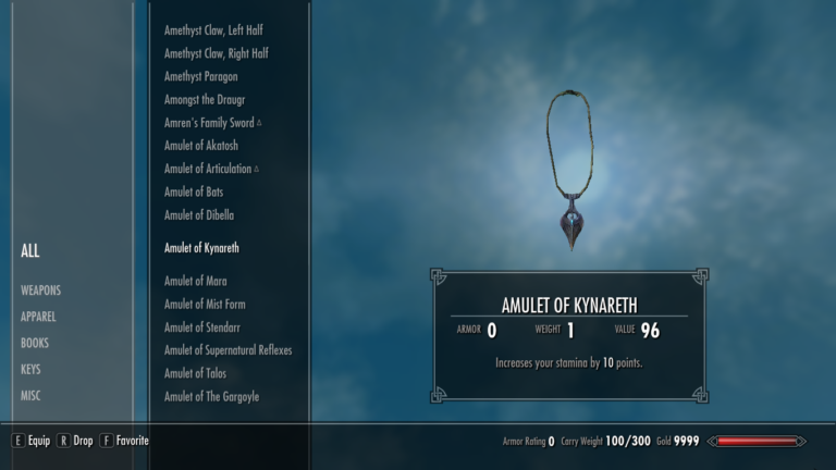 Amulet of Kynareth: ID, Spawn Commands Value, Weight & Damage - TBM ...