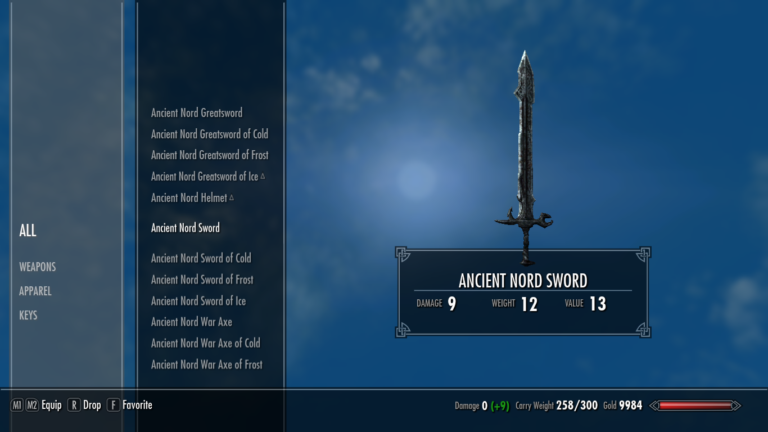 Ancient Nord Sword: ID, Spawn Commands Value, Weight & Damage - TBM ...