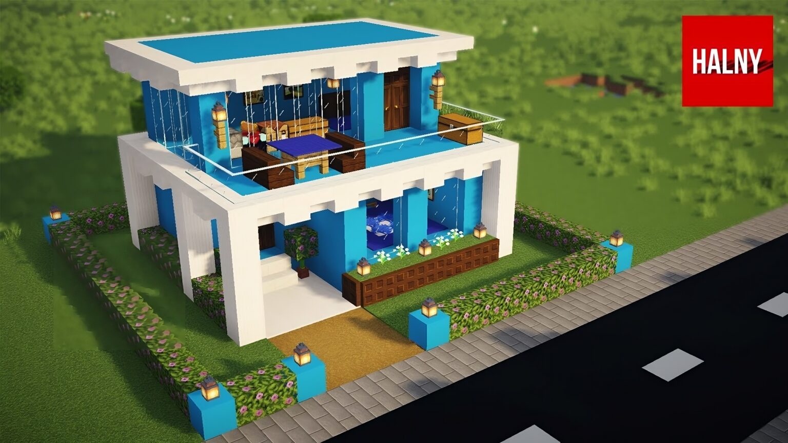 Easy Blue Modern House in Minecraft - TBM | TheBestMods